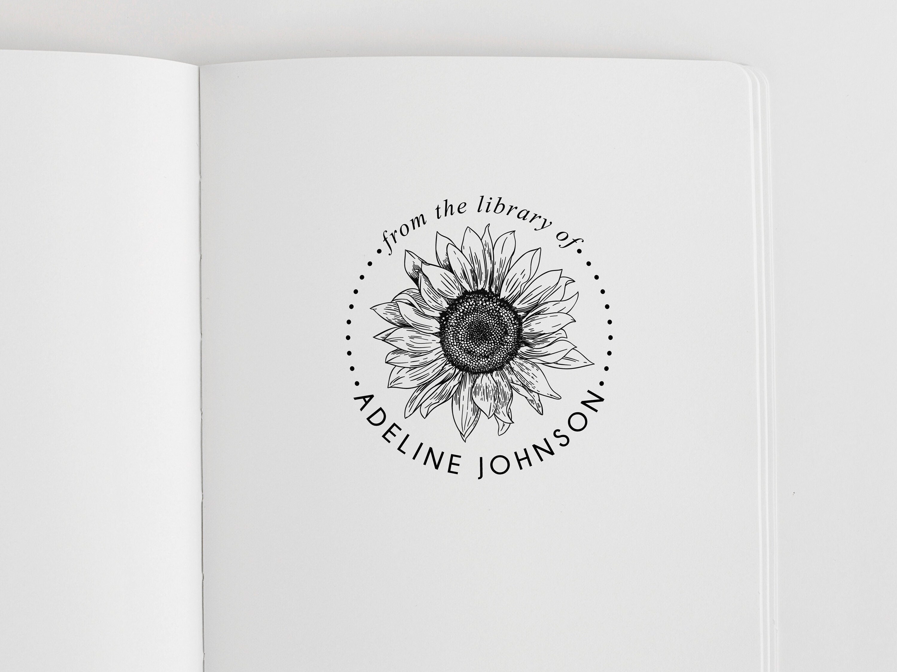 Sunflower Library Stamp Flower Book Stamp From the Library - Etsy