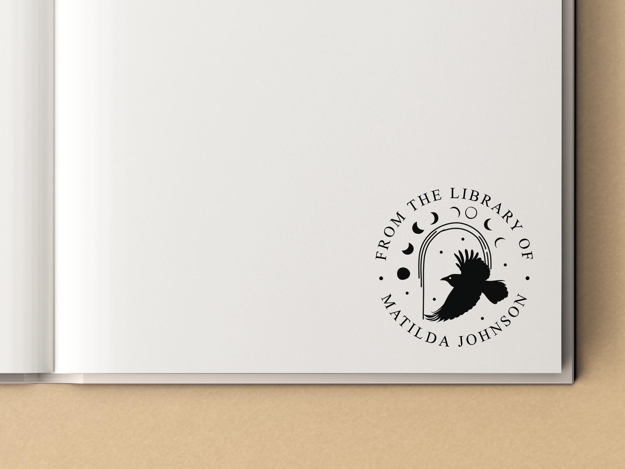 Raven Bird Book Embosser Luna Library Book Embosser Moon - Etsy