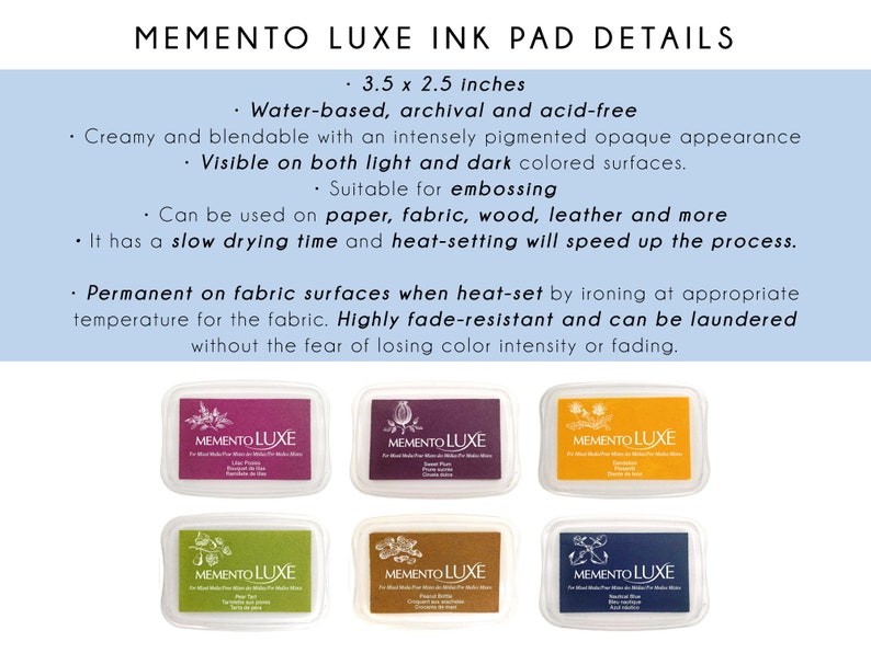 Fabric Ink Pad Permanent Memento Luxe Ink Pads Embossing Ink - Etsy