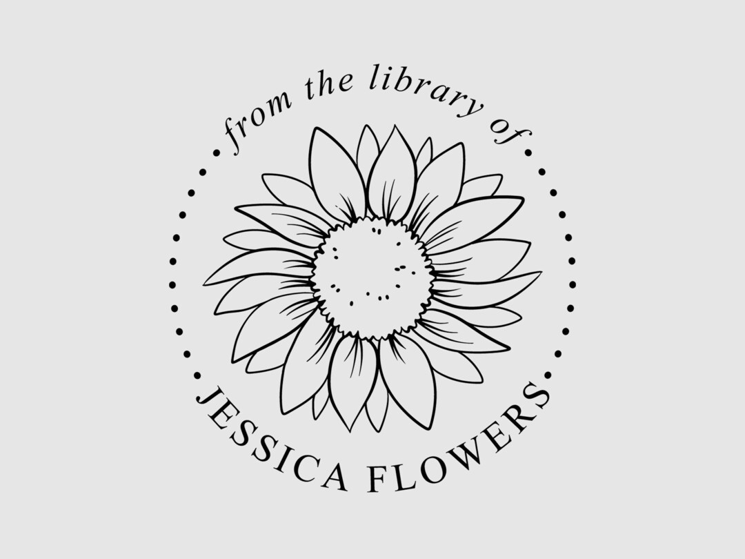 Sunflower Stamp Personalized | Flower Library Stamp | Flower Book Stamp ...