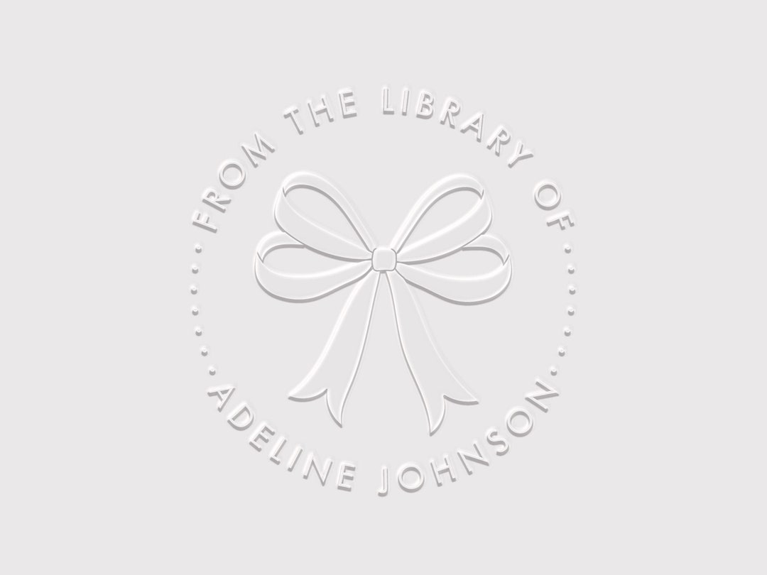Bow Book Embosser Stamp Personalized | Coquette Library Book Stamp ...