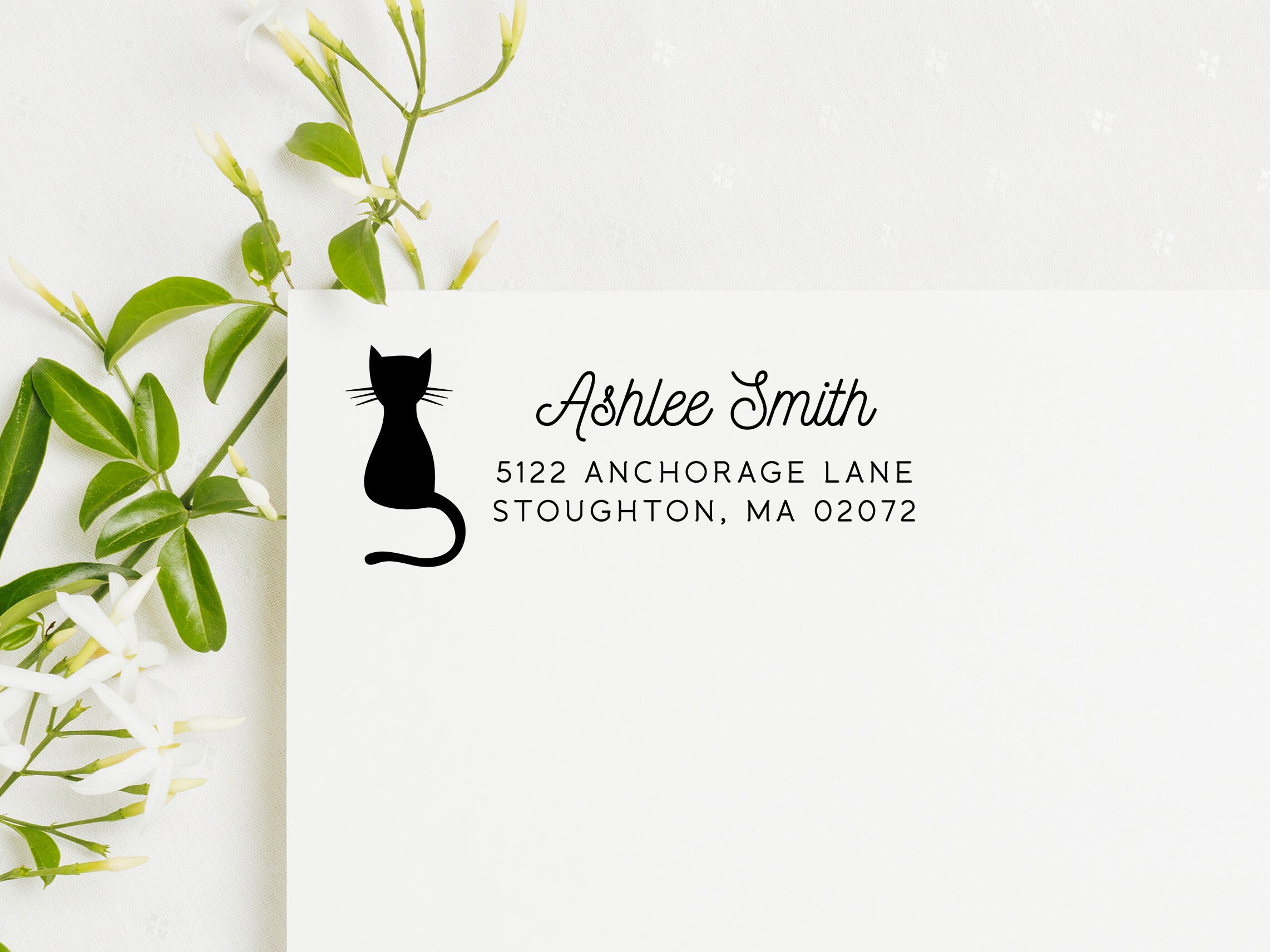 Cat Return Address Stamp Self Inking Custom Return Address - Etsy