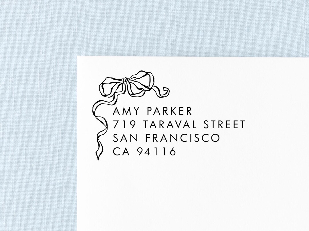 Personalized Bow Corner Return Address Stamp or Embosser for Envelopes ...