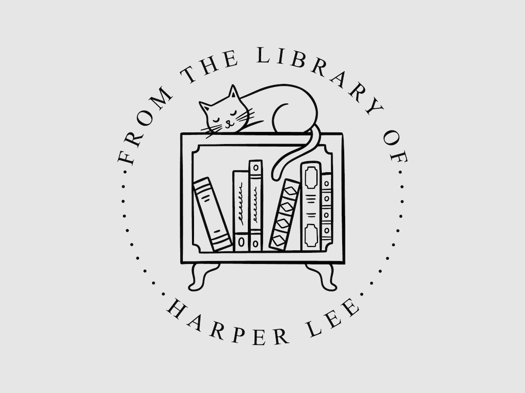 Cozy Cat Book Stamp | Cat Lover Library Stamp | Sleeping Cat Ex Libris ...