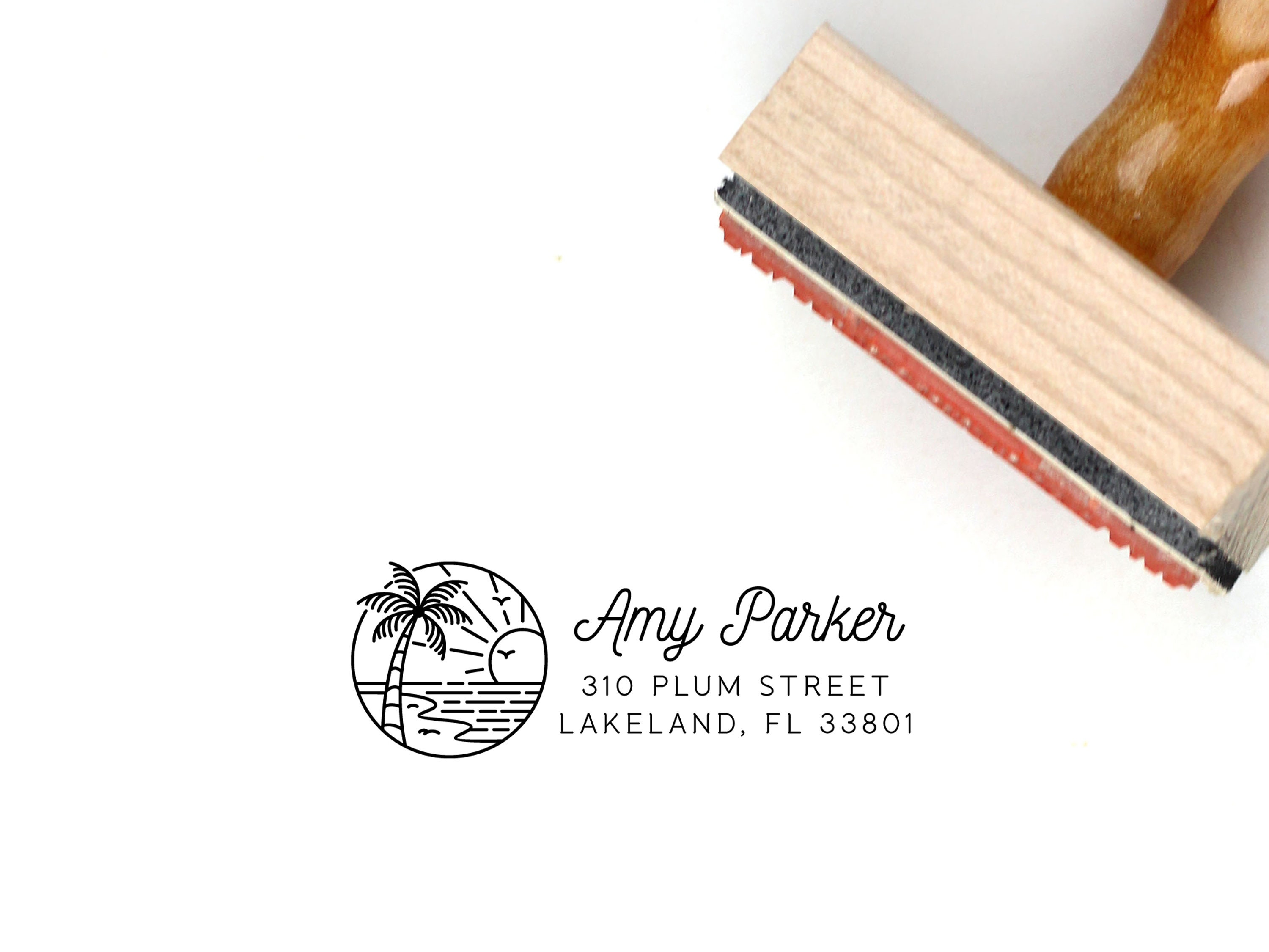 Return Address Stamp Self Inking Beach Address Stamp Palm - Etsy