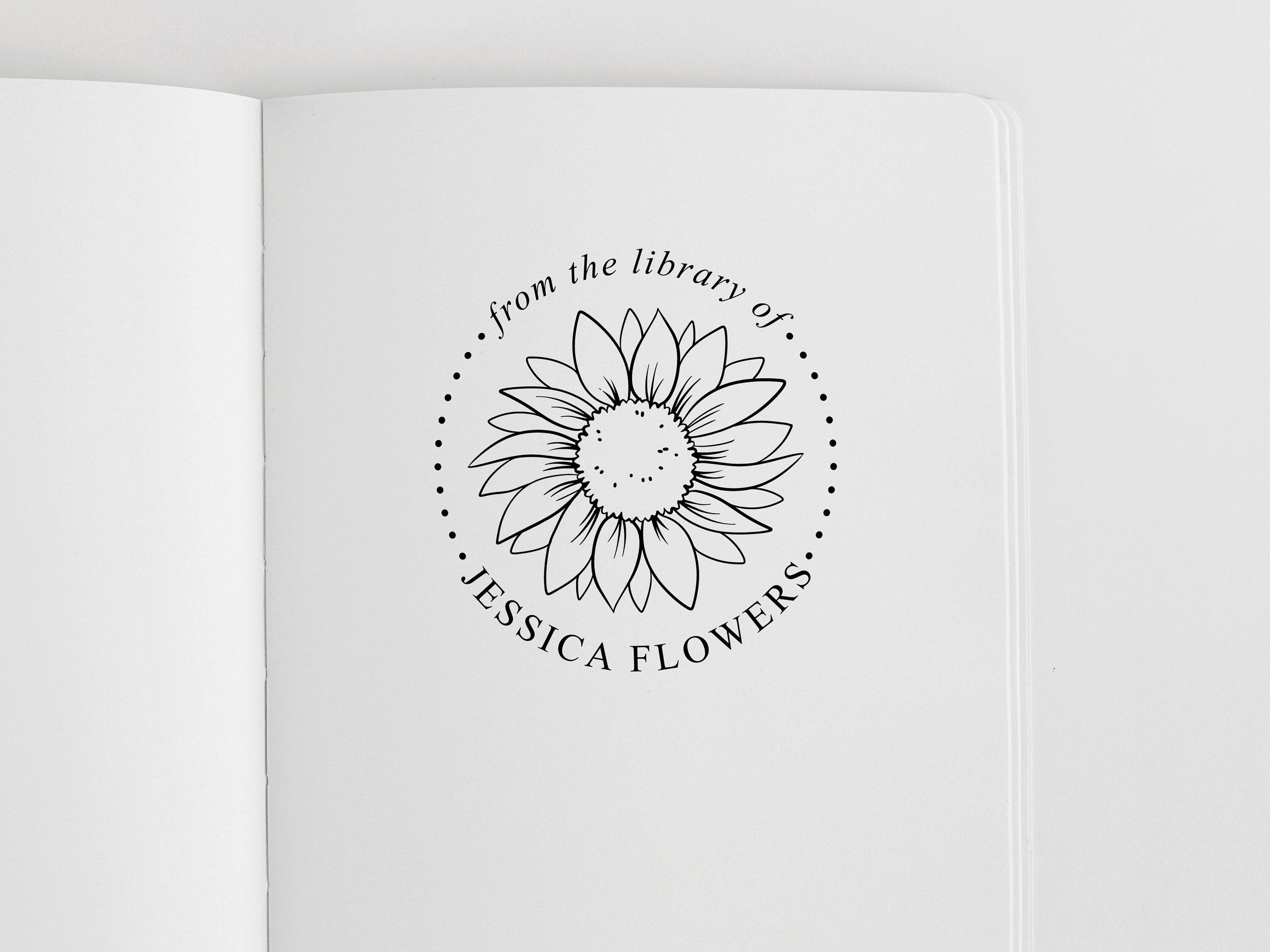Sunflower Stamp Personalized | Flower Library Stamp | Flower Book Stamp ...