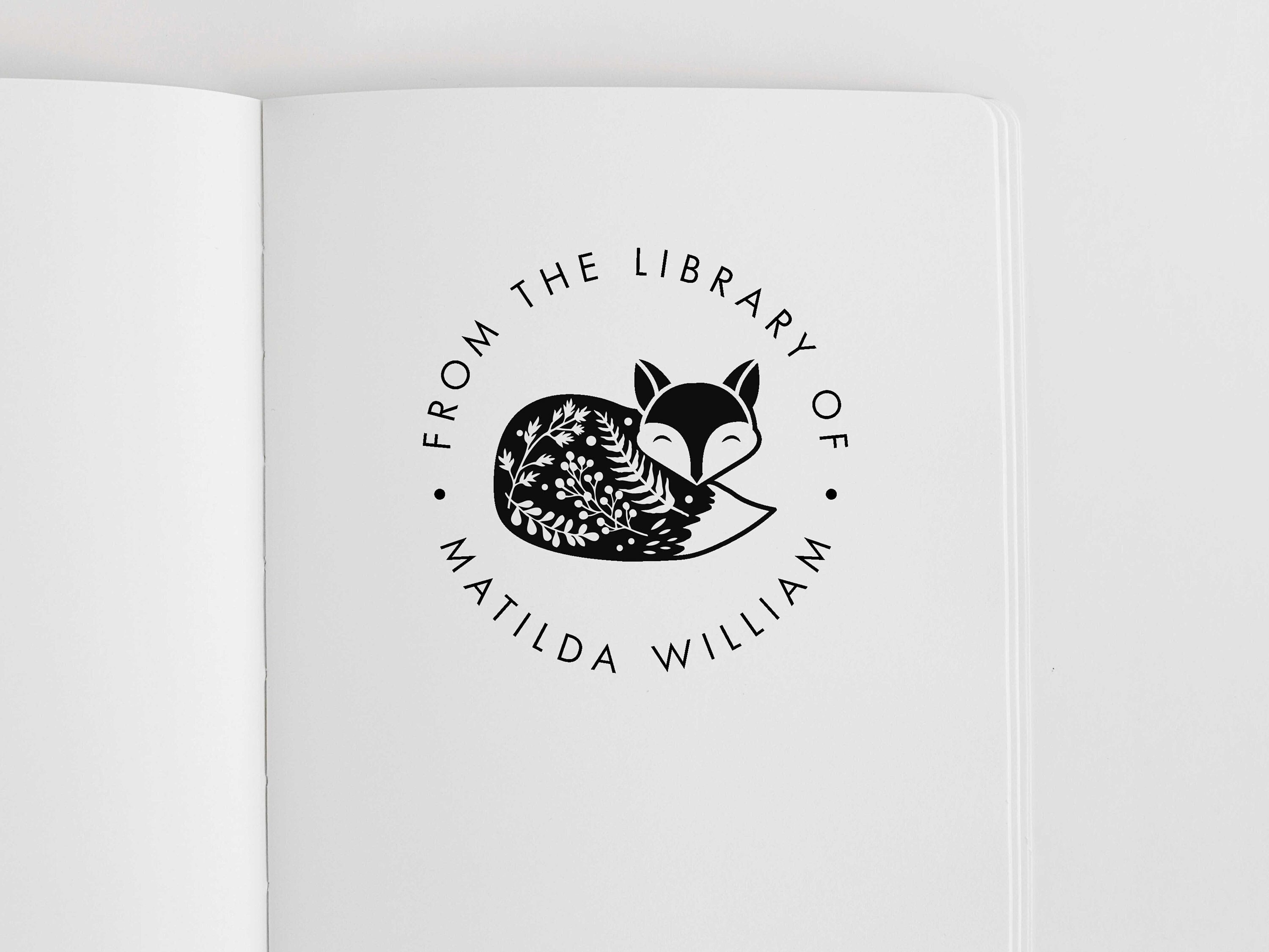 Fox Book Stamp Personalised Fox Library Stamp From the - Etsy