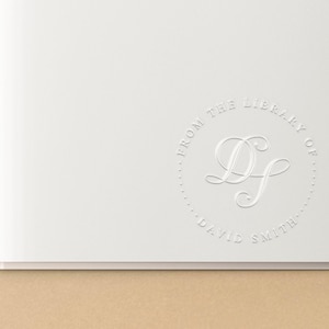 Monogram Book Embosser Personalized | Bookplate Stamp | Initial Book Embosser | Rubber Stamp ...