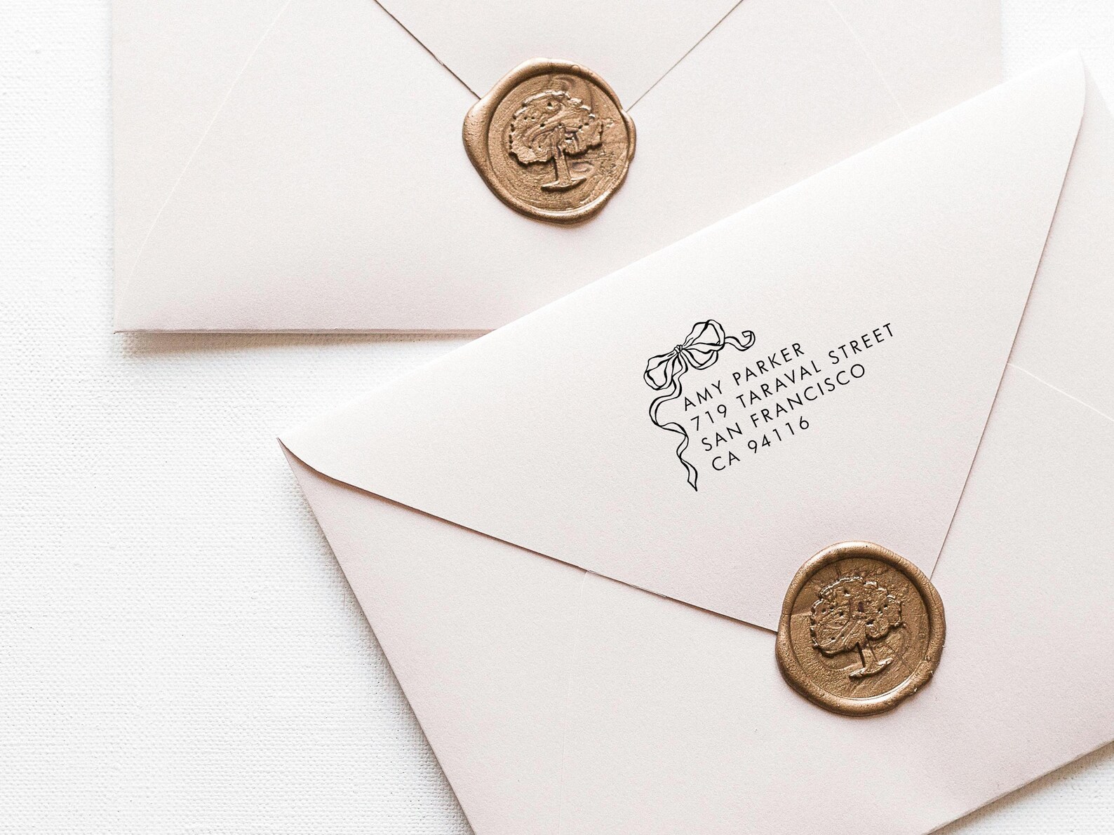 Personalized Bow Corner Return Address Stamp or Embosser for Envelopes ...