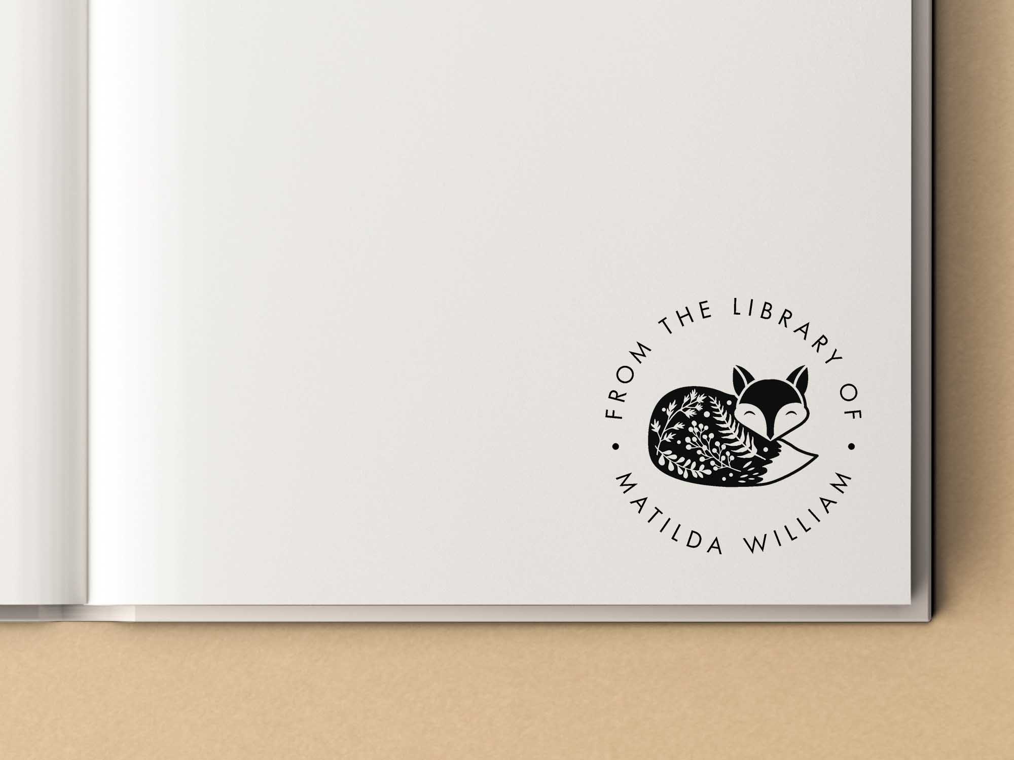 Fox Book Stamp Personalised Fox Library Stamp From the - Etsy