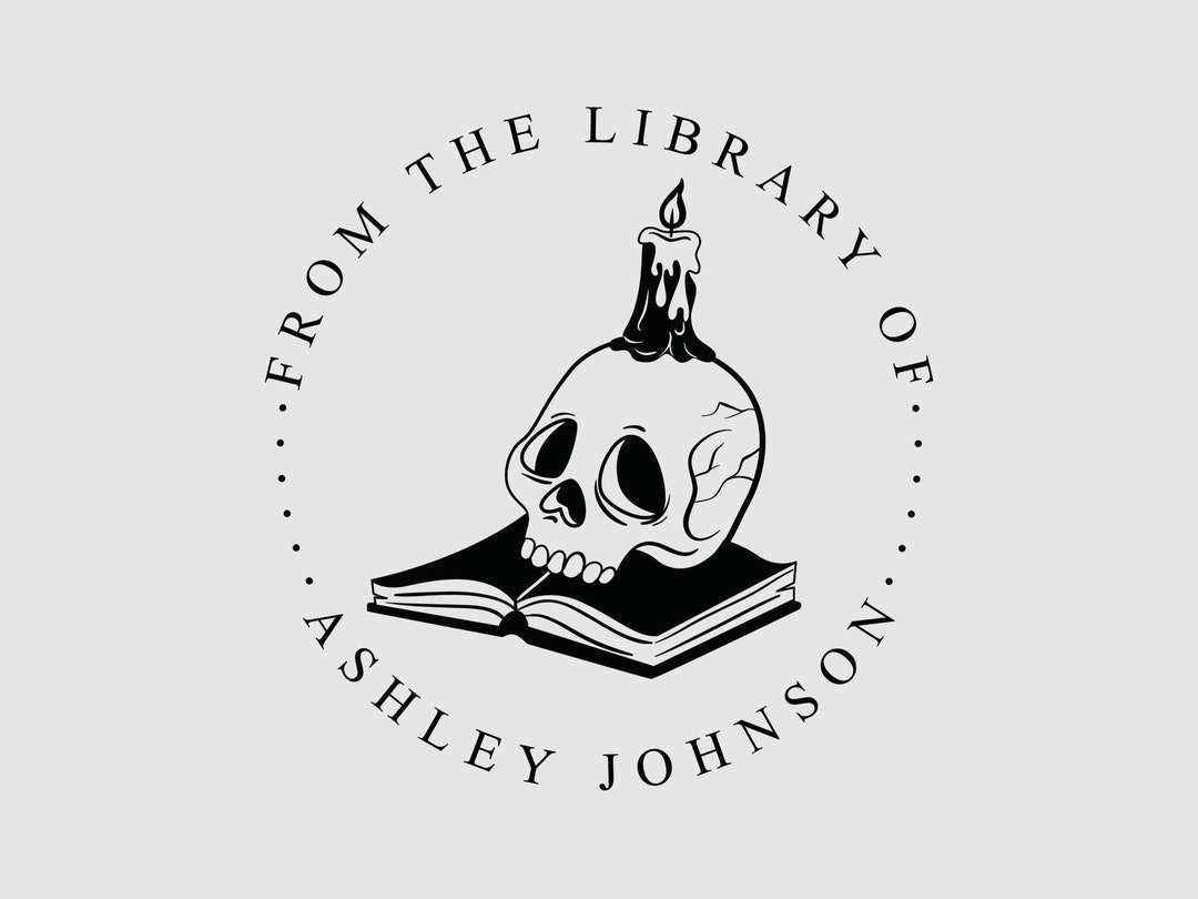 Skull Library Book Stamp Horror Book Embosser Gothic Library Book Label ...