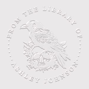 Horror Book Stamp Personalized | Raven on Skull Library Stamp Custom ...