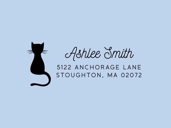 Cat Return Address Stamp Self Inking Custom Return Address - Etsy