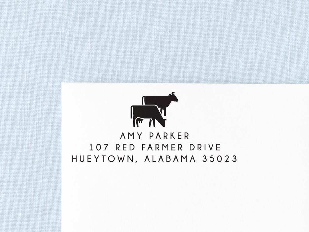 Cow Return Address Stamp Self Inking, Cow Address Stamp, Farm Custom ...