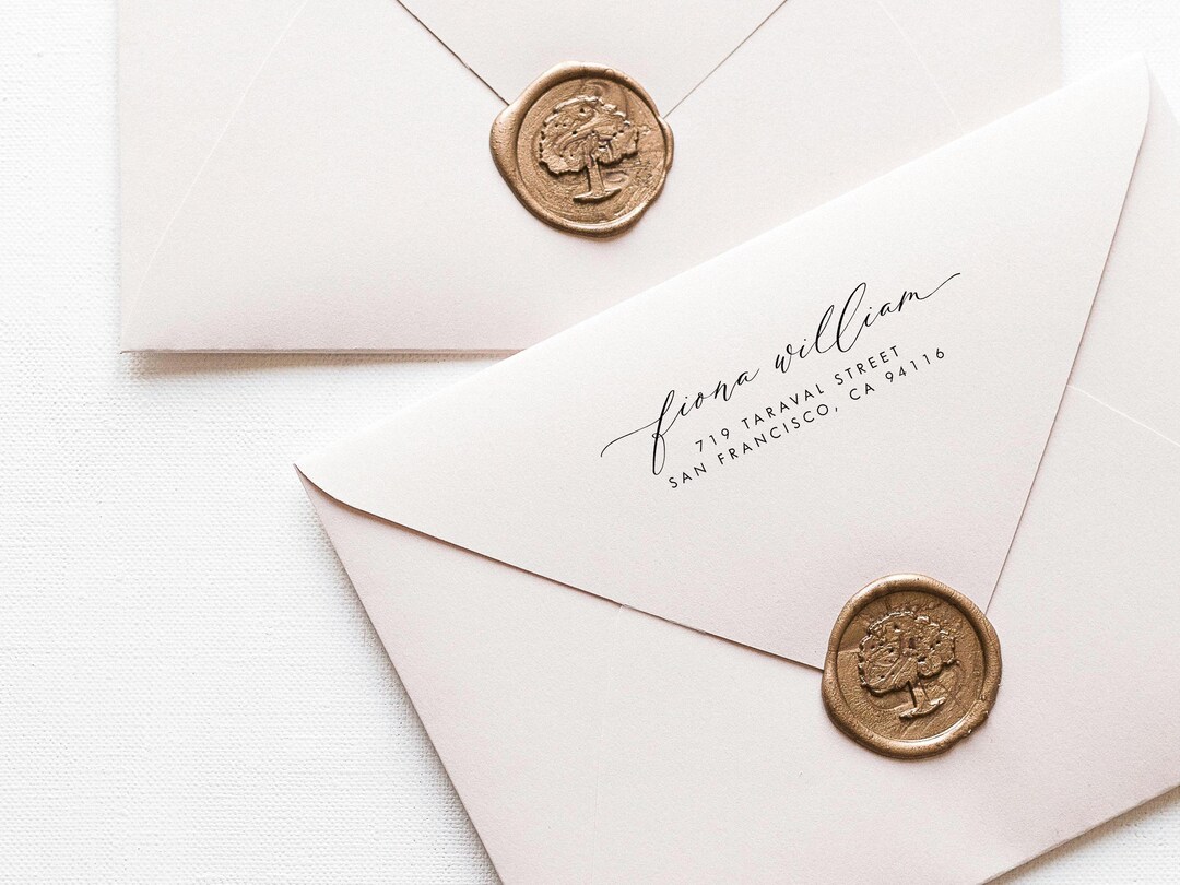 Modern Cursive Return Address Stamp | Professional Corporate Address ...