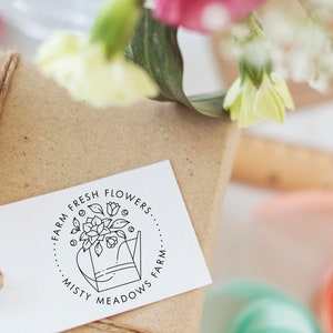 Flower Farm Logo Stamp | Flower Label Stamp | Flower Market Stamp ...