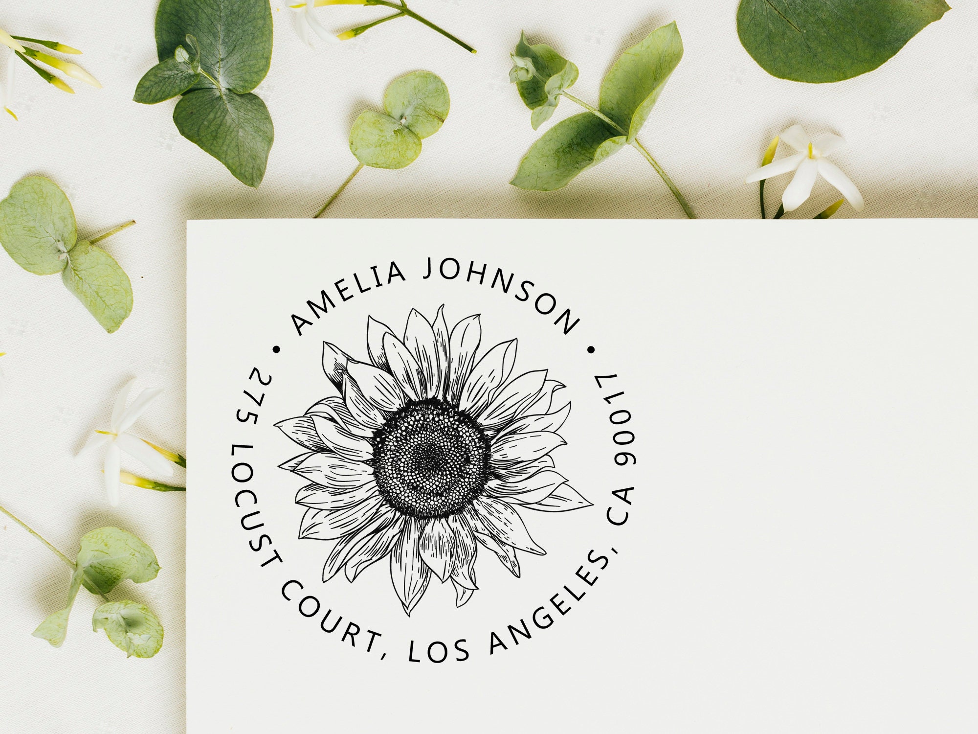 Sunflower Return Address Stamp Self Inking Rubber Stamp - Etsy