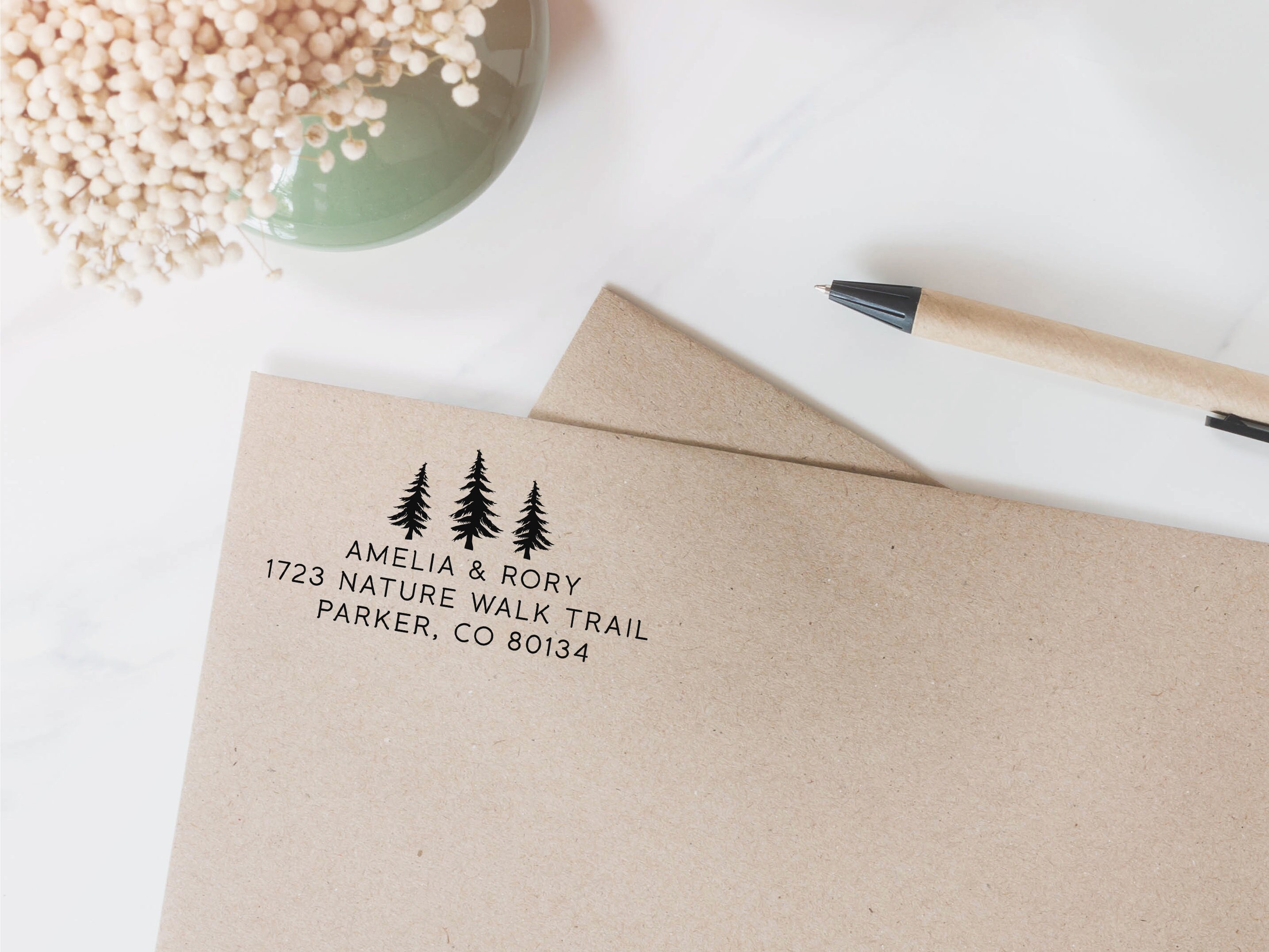Return Address Stamp Self Inking Family Address Stamp Tree - Etsy
