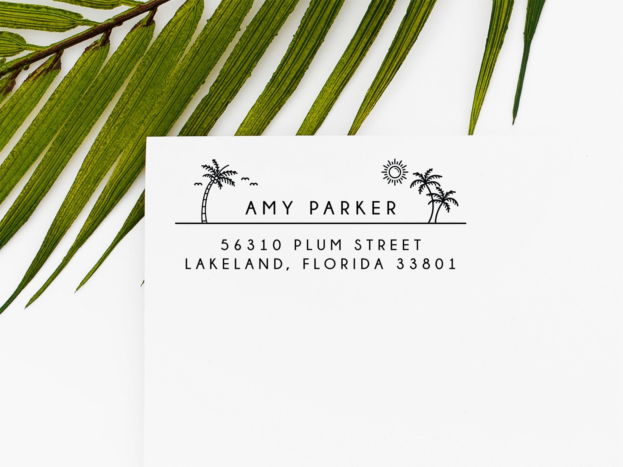 Palm Tree Return Address Stamp Self Inking, Custom Address Stamp Tree ...
