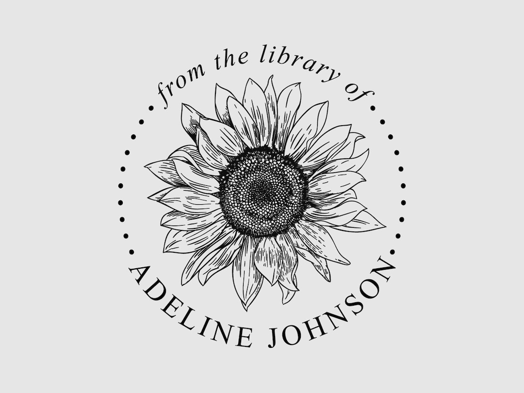 Sunflower Library Stamp | Flower Book Stamp | From the Library of Stamp ...