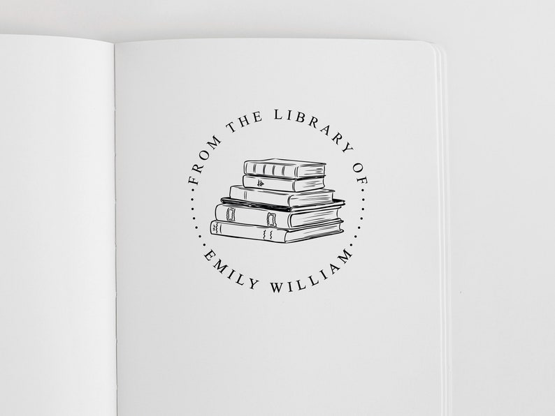 Custom Book Stamp Personalized | Book Stack Stamp | Gifts for Readers ...