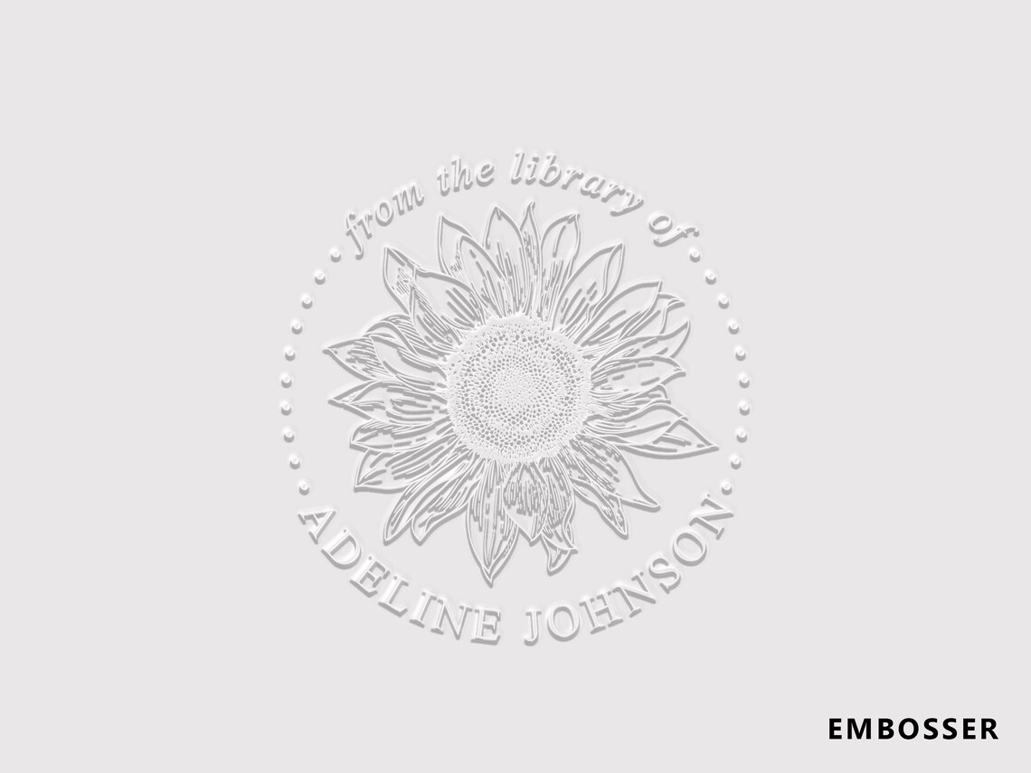 Sunflower Library Stamp Flower Book Stamp From the Library - Etsy