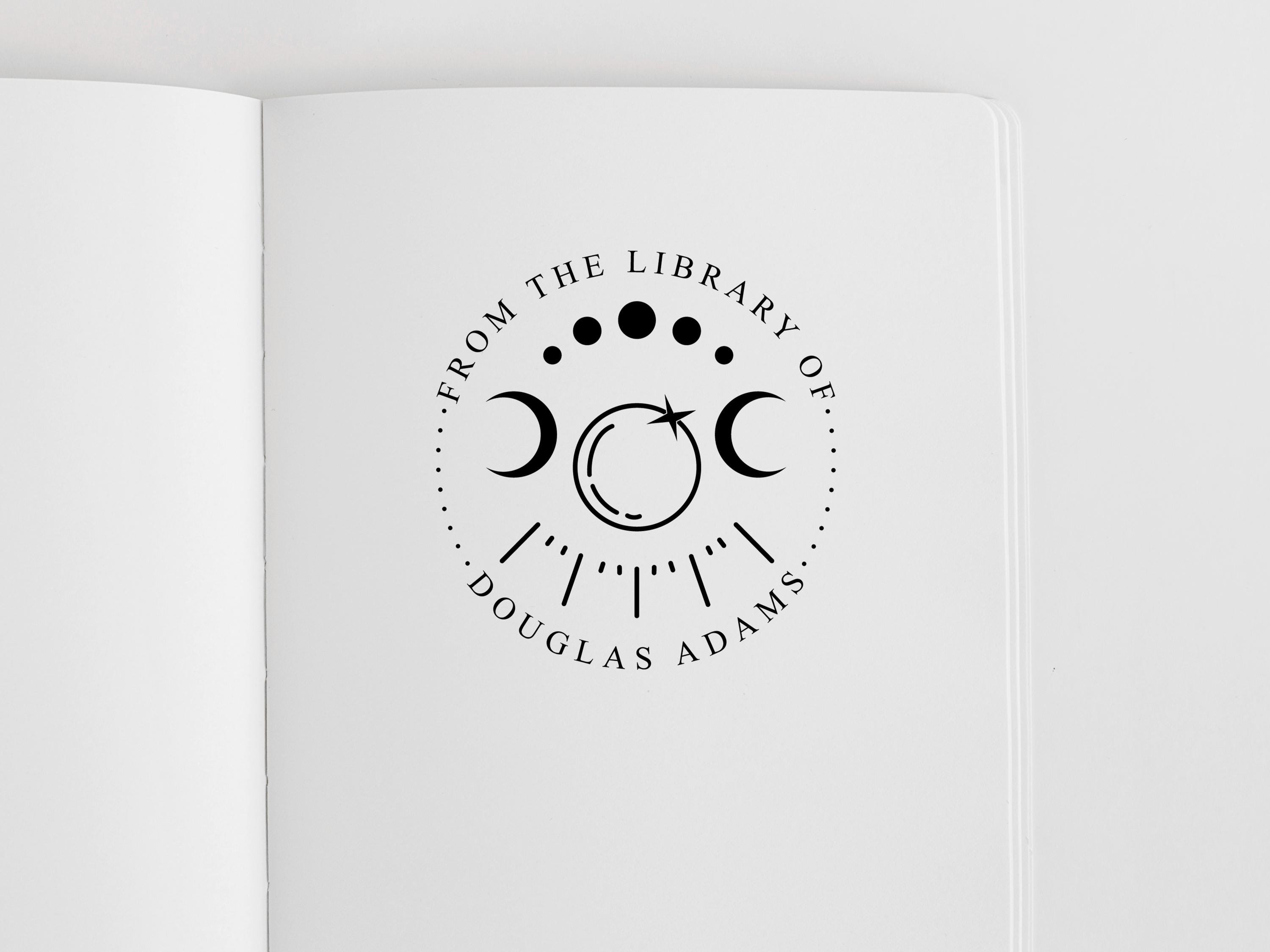 Sundial and Moon Phase Library Book Stamp | Celestial Custom Book Stamp ...