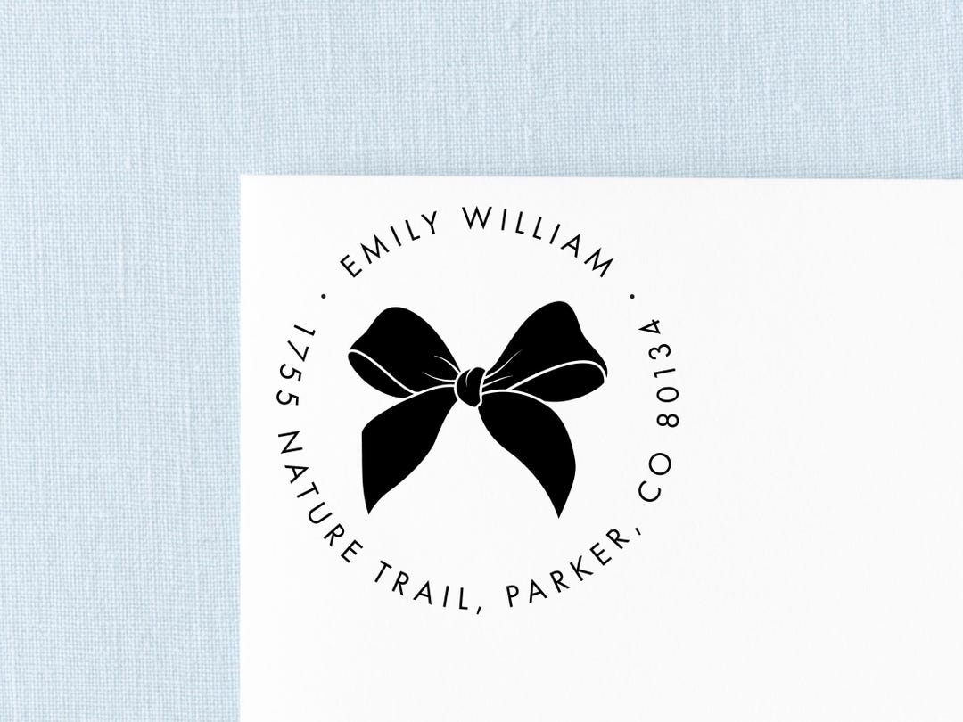 Personalized Coquette Bow Address Embosser | Girly Custom Rubber Stamp ...