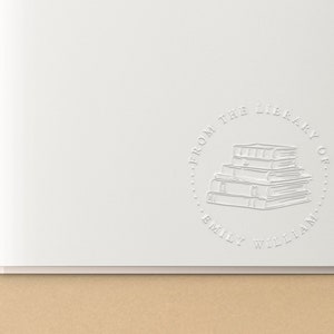 Custom Book Stamp Personalized | Book Stack Stamp | Gifts for Readers ...