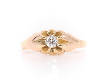 Antique .25ct Old European Cut Diamond Belcher Mount Ring in 14K Gold ...