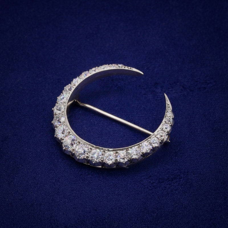 Silver Moon Brooch - Etsy