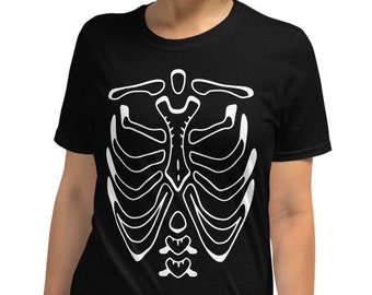 Skeleton Rib Cage X-ray Halloween Shirt Funny Skull Glow in the Dark ...