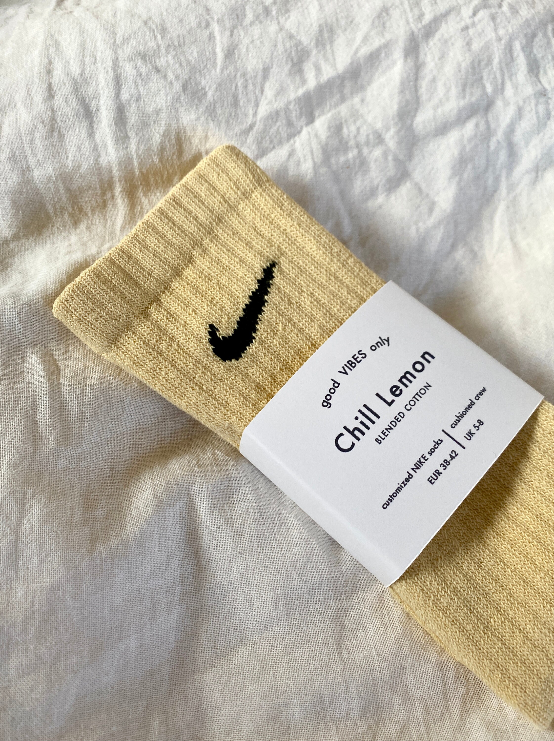 Yellow Nike Socks CHILL LEMON Unisex Crew Hand-dye Socks - Etsy