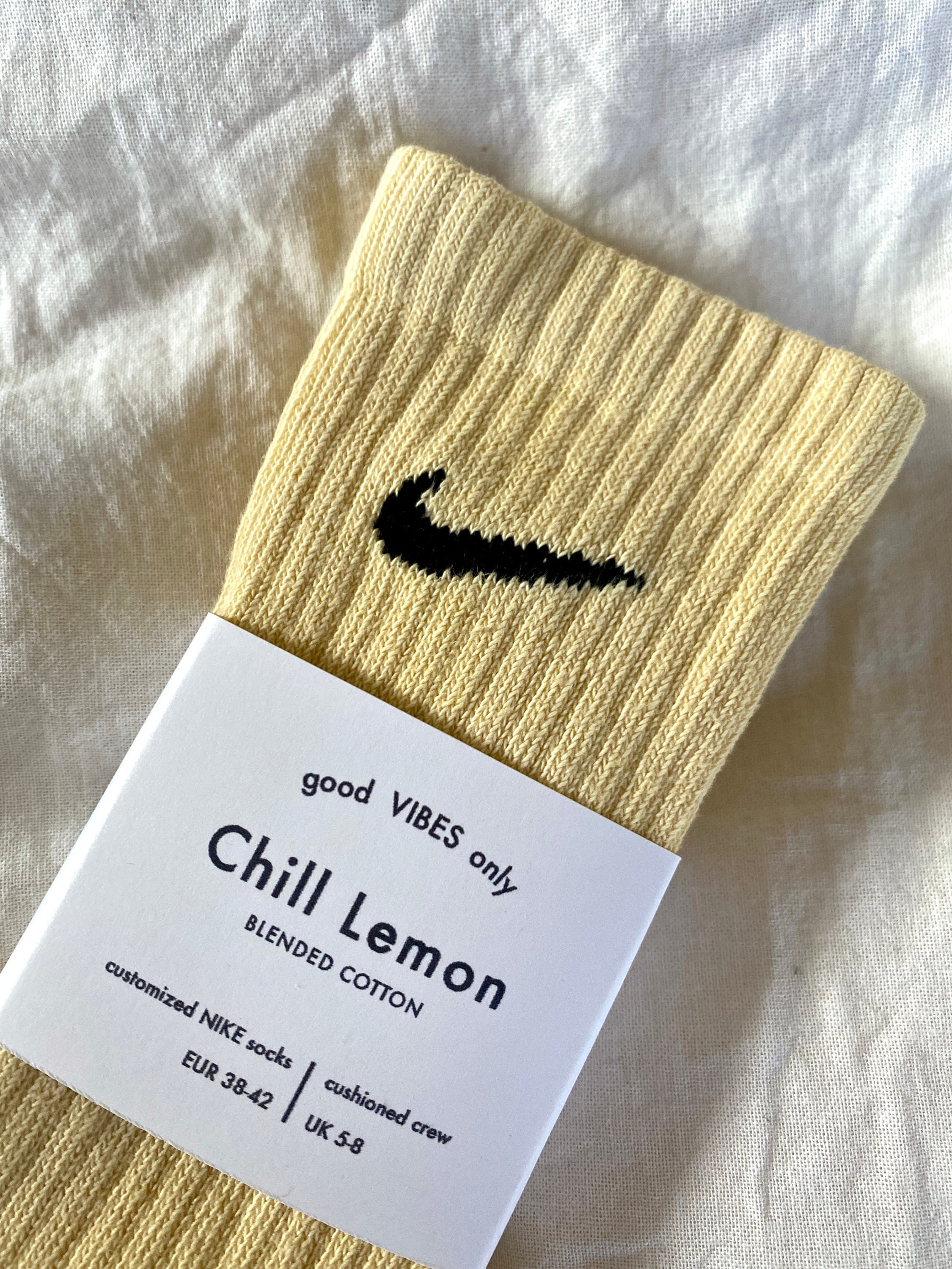 Yellow Nike Socks CHILL LEMON Unisex Crew Hand-dye Socks - Etsy