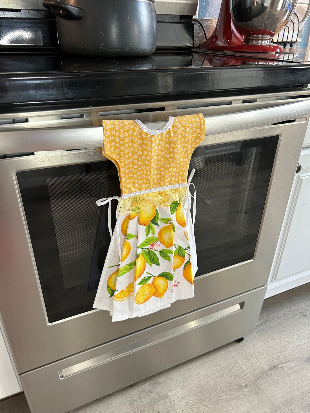 Kitchen Hanging Towel, Oven Door Towel, Dish Towel Dress, LEMON & LACE ...