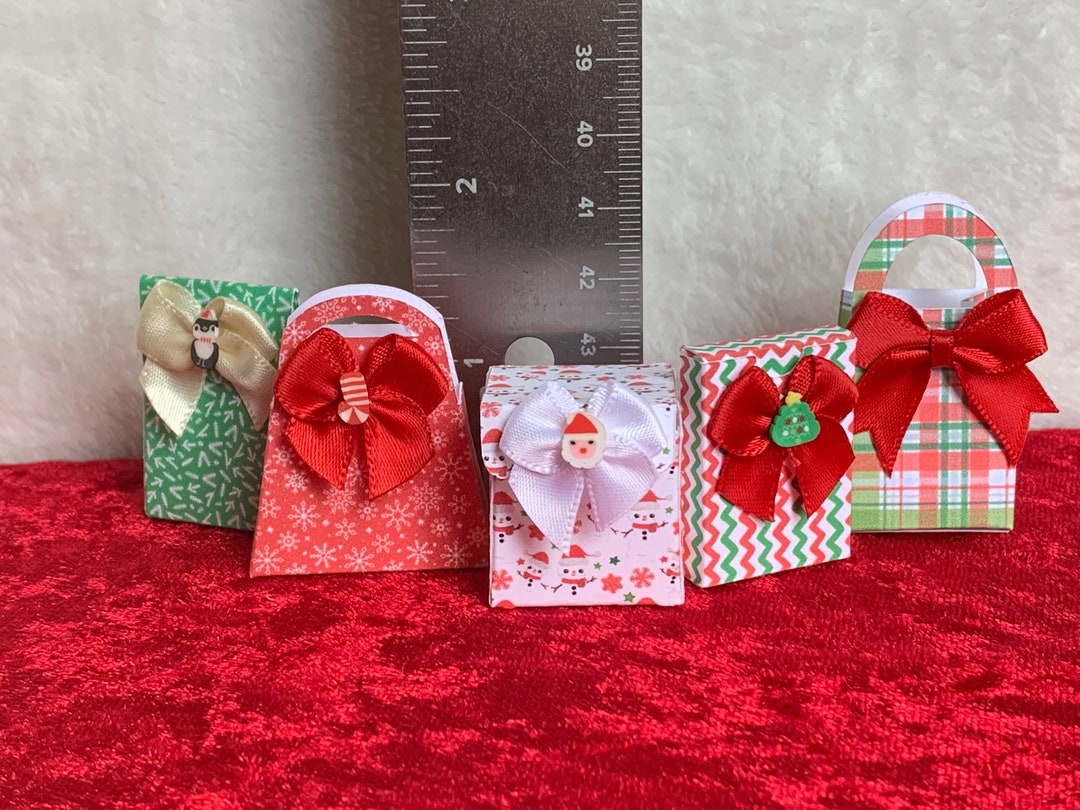 Christmas Miniature Gift Boxes Bags Wrapping Paper EMPTY - Etsy