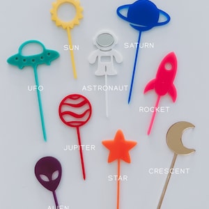 Custom Outer Space Cupcake Toppers | Acrylic Cupcake Toppers | Space ...