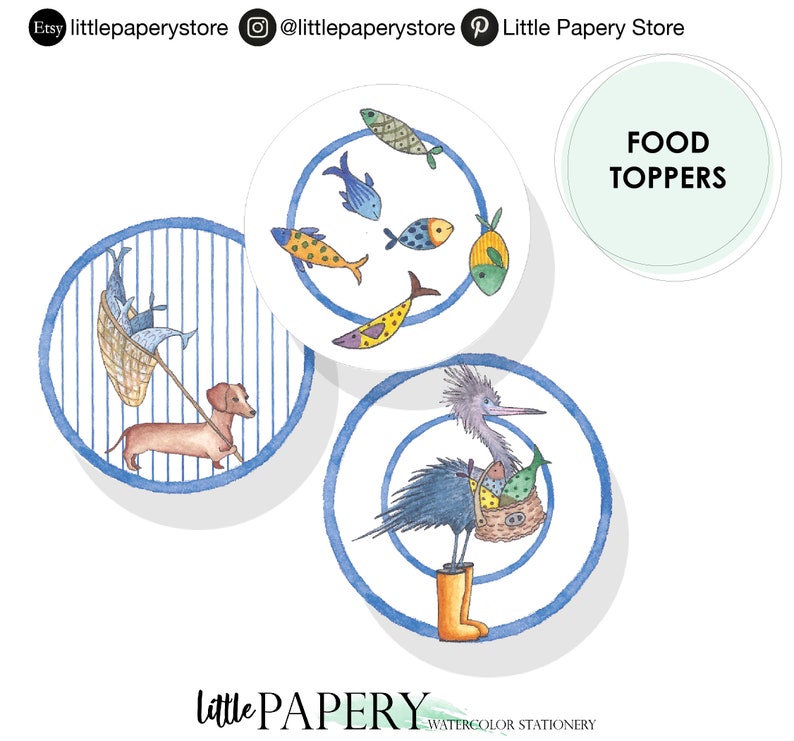 Fishes Cupcake Toppers Personalized Cupcake Toppers Fishes | Etsy