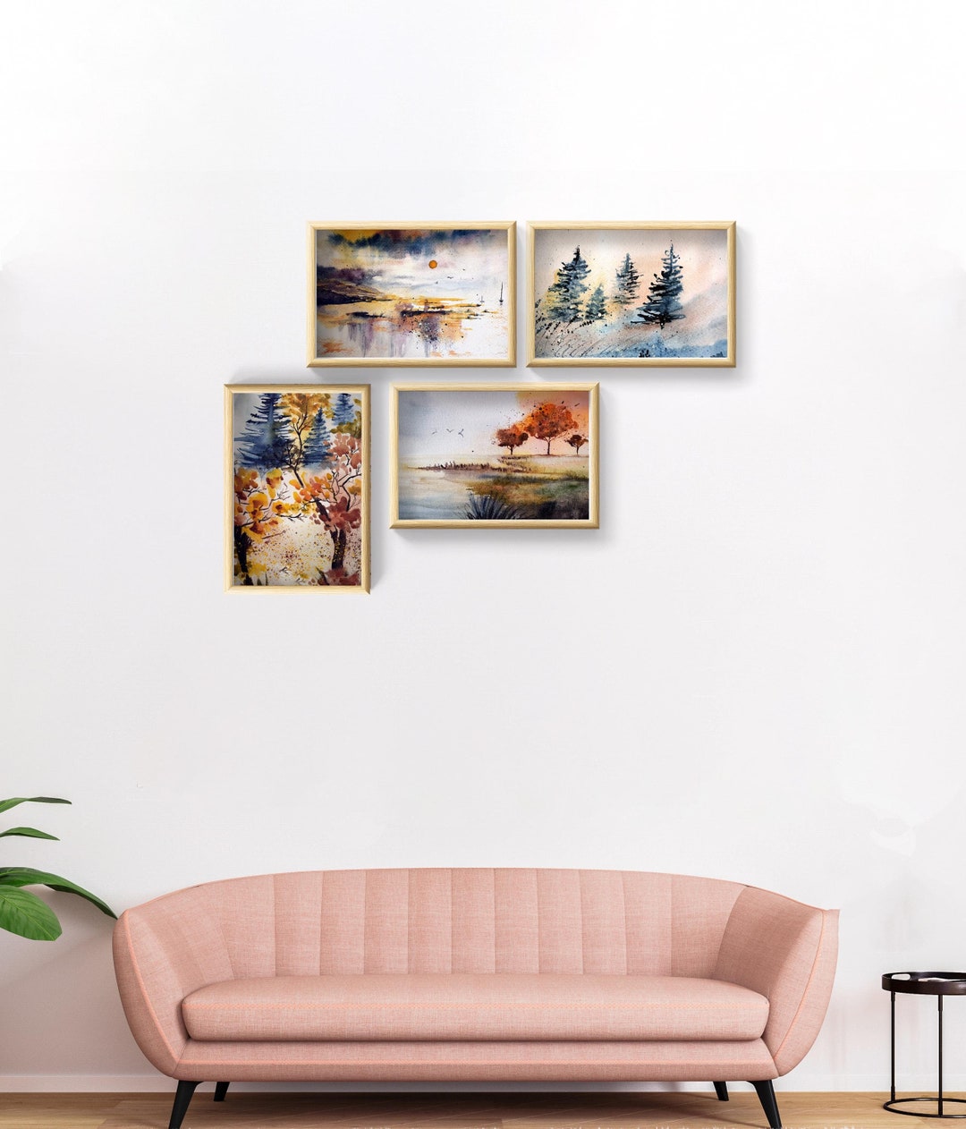 Fall Landscape Printable Art Gallery Wall Set of 4 Prints Watercolor ...