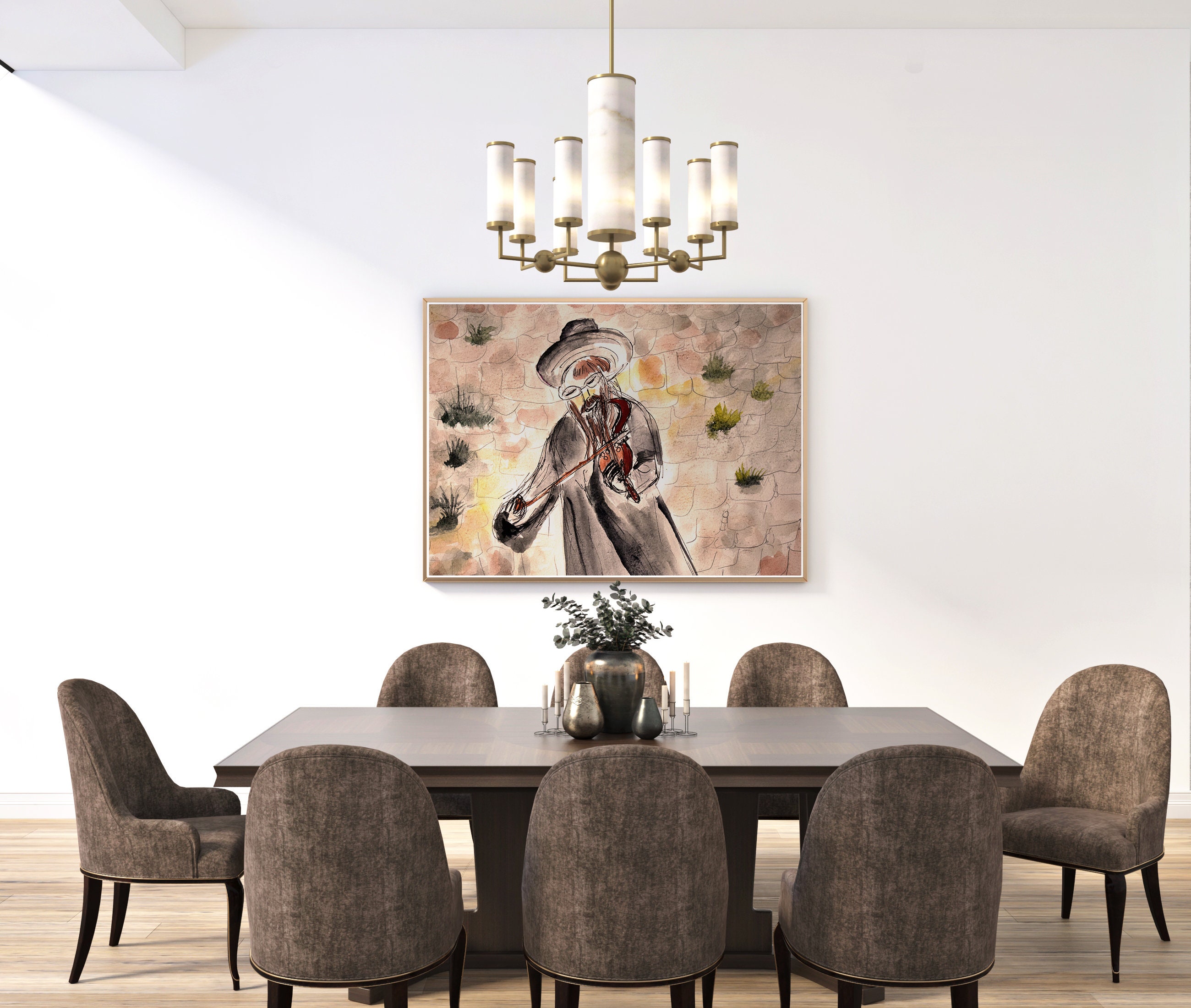 Printable Jewish Watercolor Art Israeli Handmade Painting Zionist ...