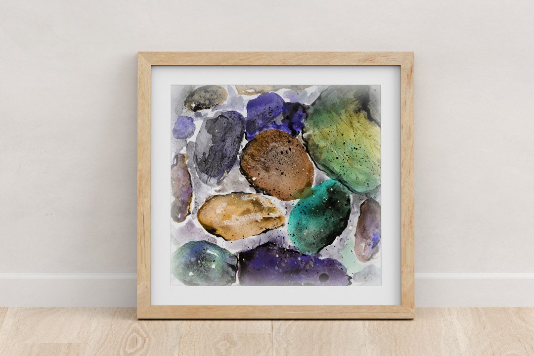 Gemstones Crystal Painting Watercolor Gems Printable Artwork Handmade ...