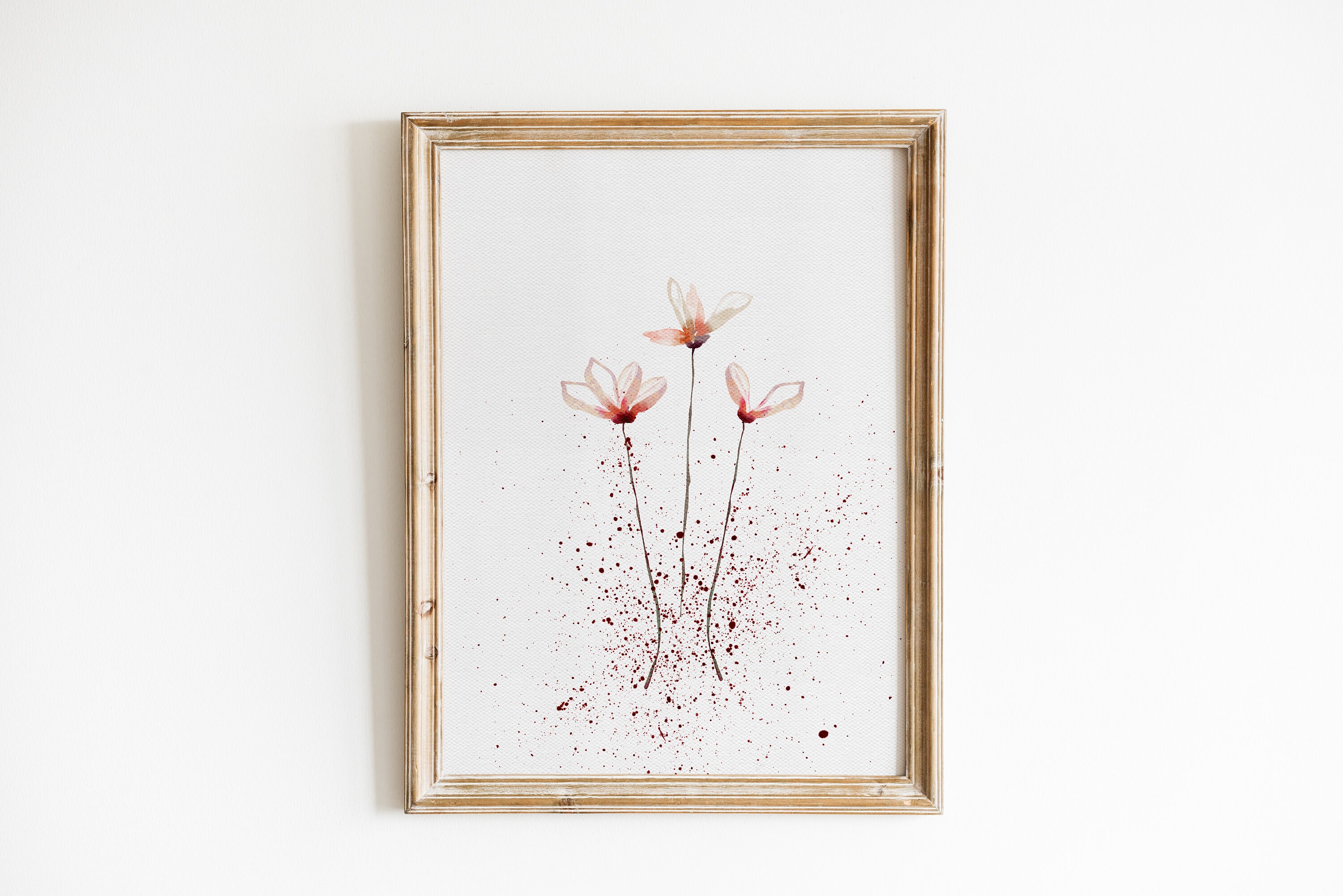 Light Pink Flower Art Clear Hand Drawn Flowers Painting Minimalist ...
