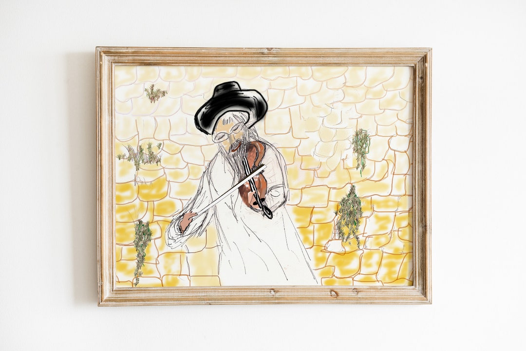 Jewish Drawing Art, Printable Rabbi Portrait, Israeli Judaica Painting ...