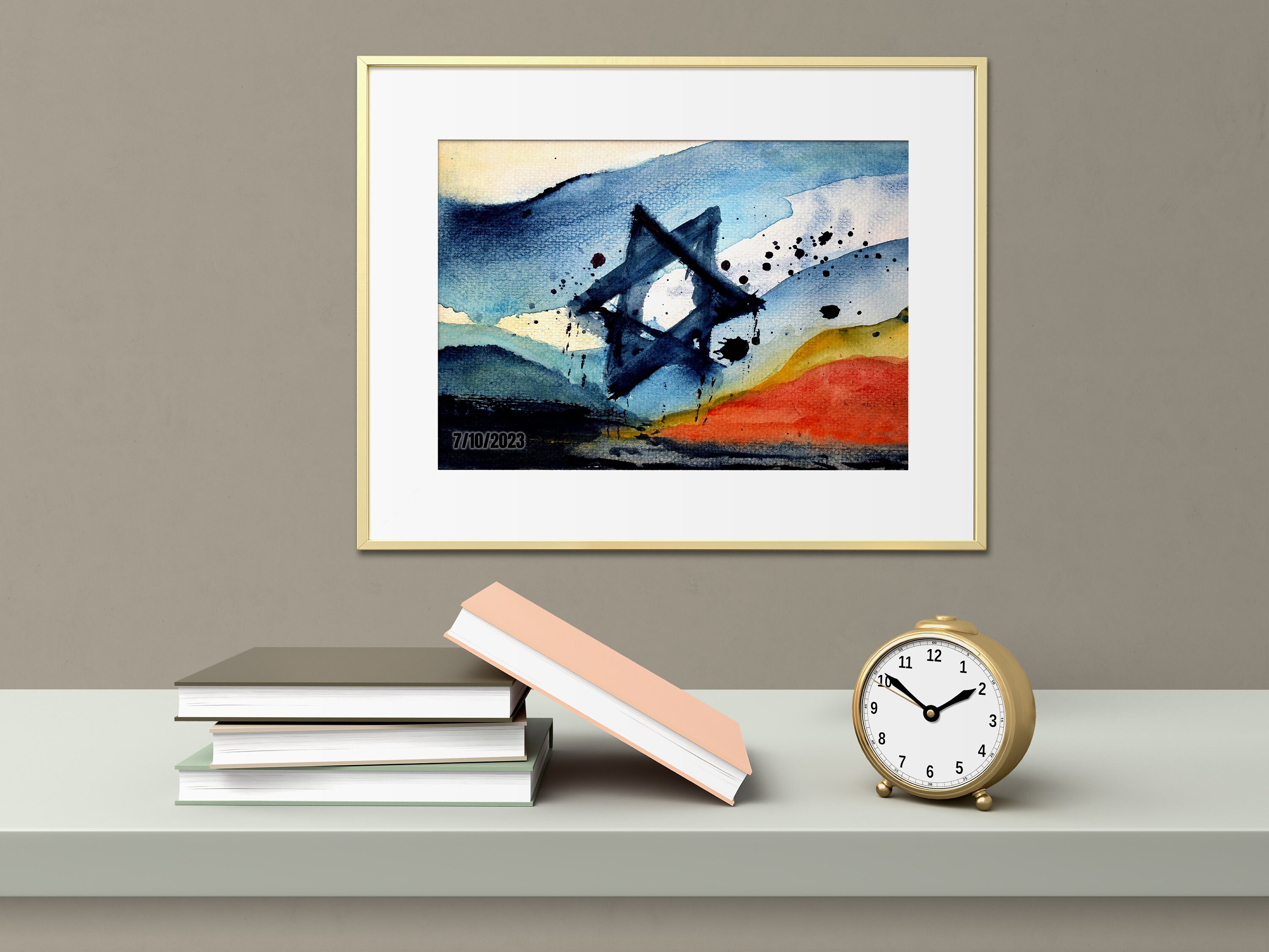 Israel Painting Wall Art Abstract Landscape Printable Watercolor Israel ...