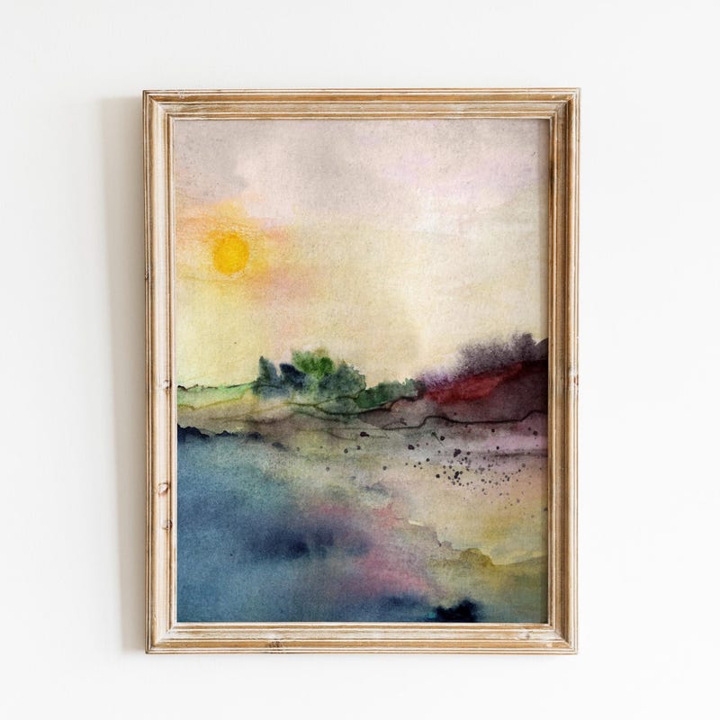 Abstract Sunset Over Sea Painting - Etsy