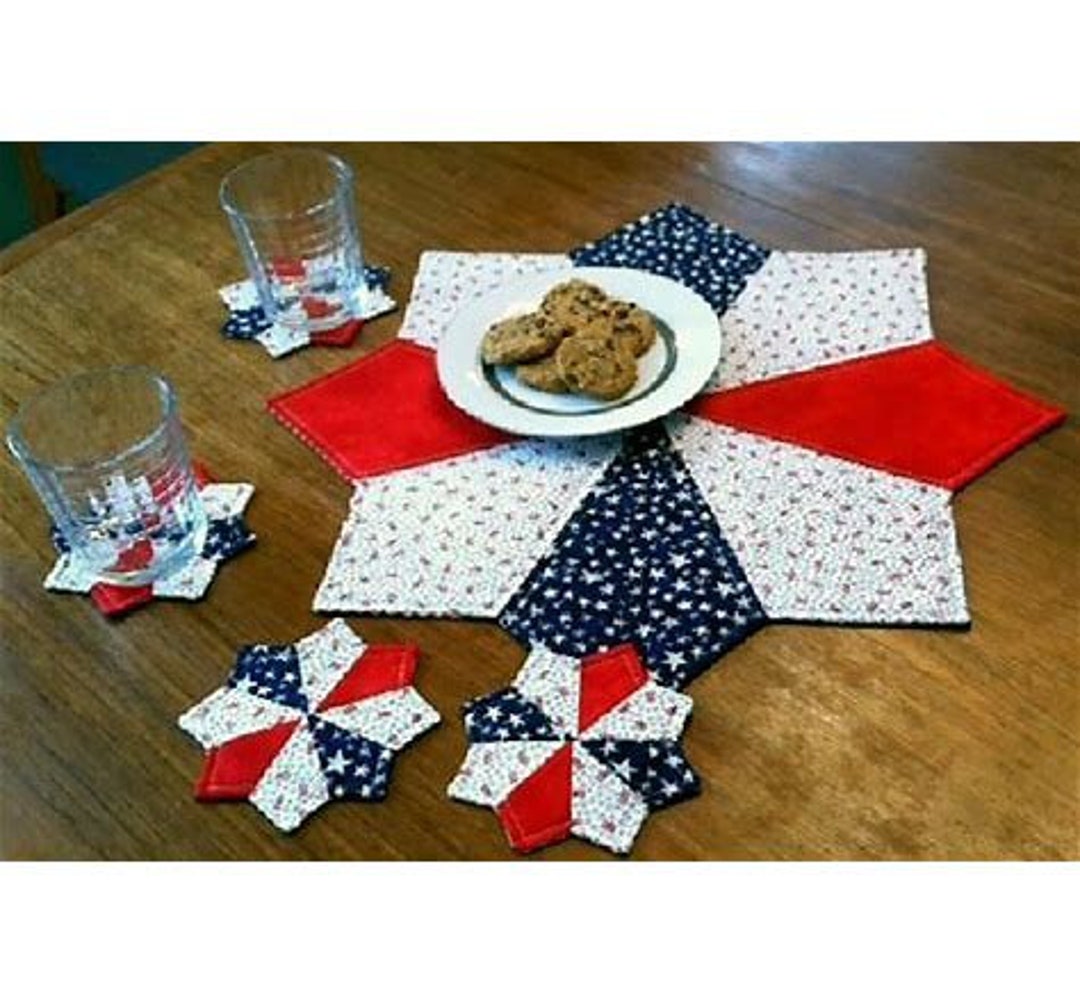 Super Stars Table Topper and Coaster From Cut Loose Press Designed by ...