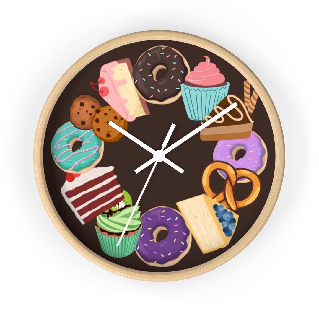 Donuts Pie Cake Cookie Clock brown - Etsy