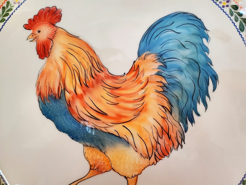Large Handmade Rooster Platter - Etsy
