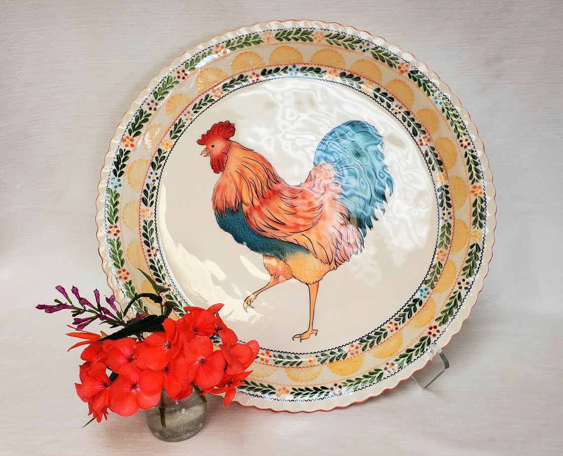 Large Handmade Rooster Platter - Etsy