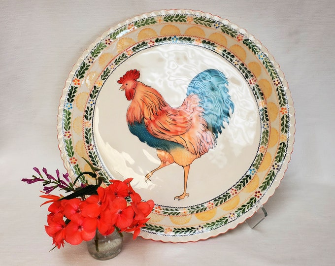 Large Handmade Rooster Platter - Etsy